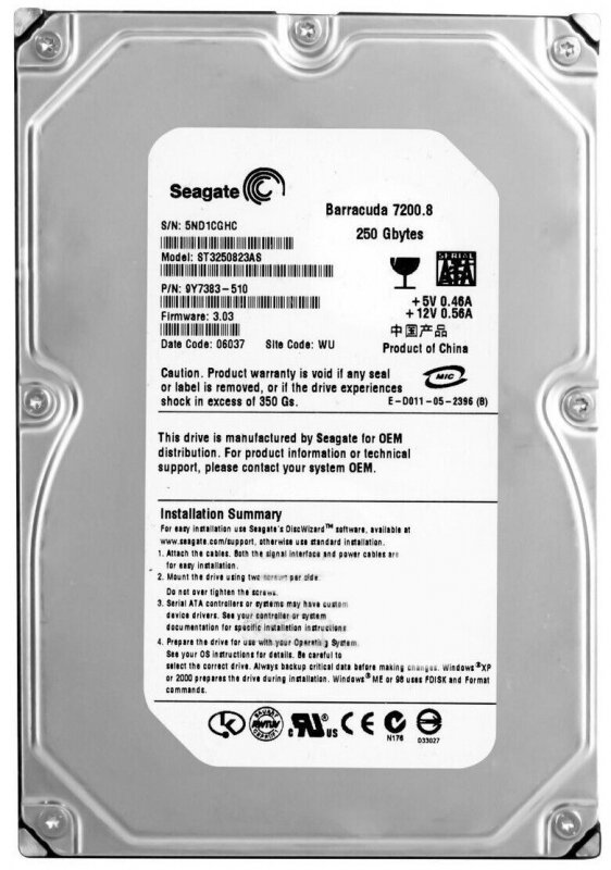 Жесткий диск Seagate 9Y7383 250Gb SATA 3,5" HDD
