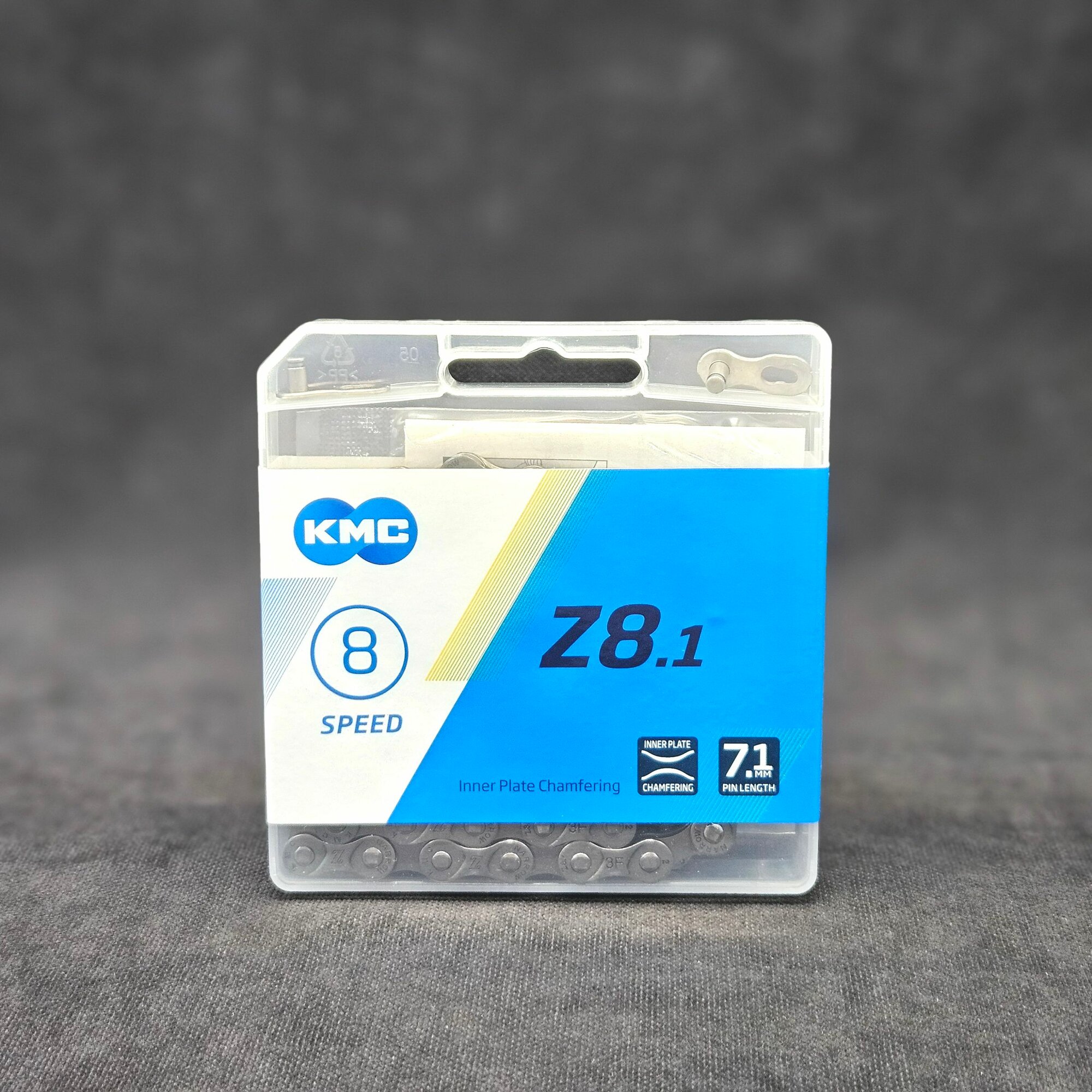 Цепь велосипедная KMC Z8.1 Gray, 8 скоростей, 114 / 116 звеньев, с замком MissingLink 8R/CL571R в комплекте