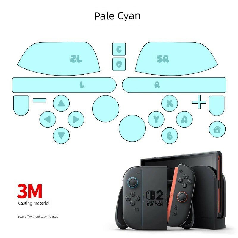 Светло-голубые матовые наклейки 3M для кнопок Nintendo Switch 2, ультратонкие, противоударные