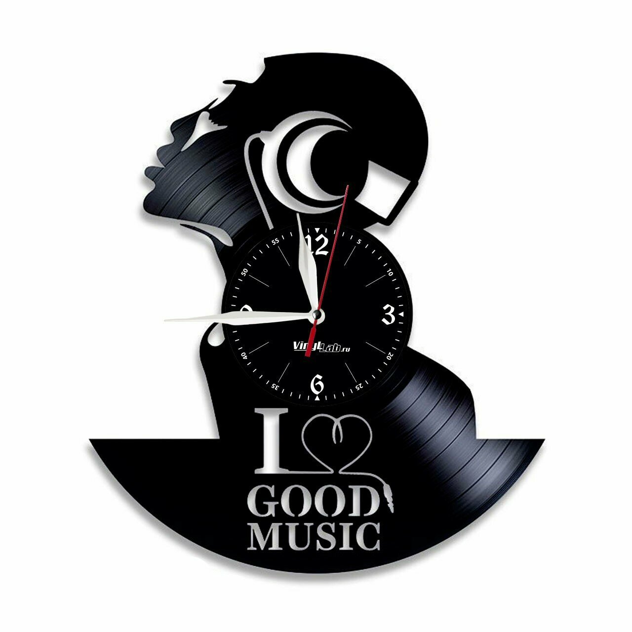 Часы из виниловой пластинки (c) VinylLab Good Music, диаметр 30 см