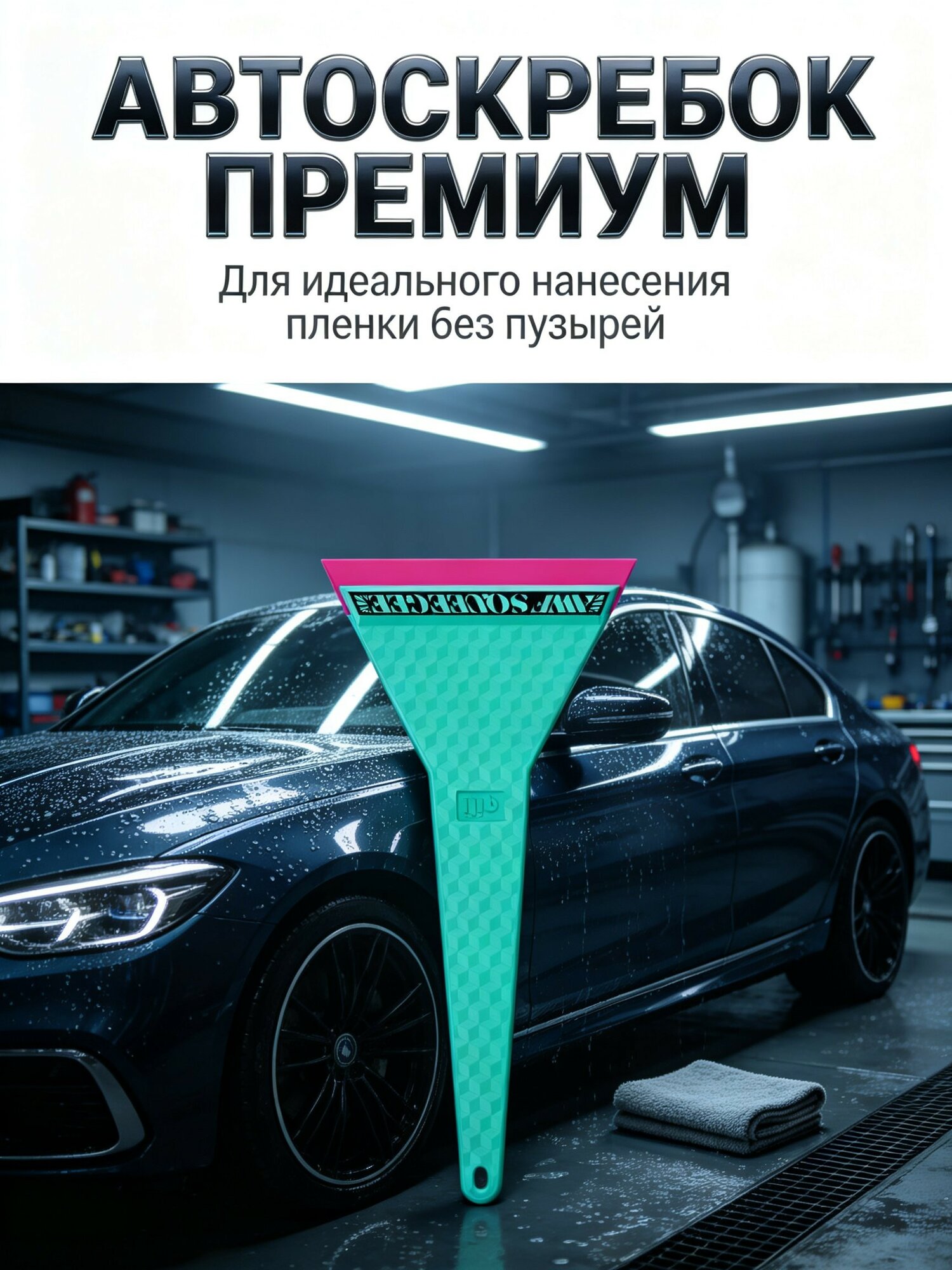 Скребок для удаления воды с автомобильной пленки, резиновая полоска на удлиненной ручке для очистки стекол, зеркал и душевых кабин