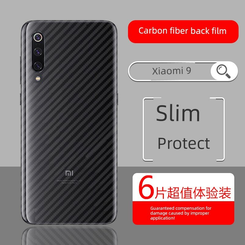Карбоновая волоконная задняя пленка для Xiaomi CC9, антицарапинная и антипотная, 6 листов + защита экрана