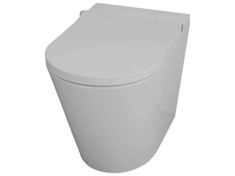 Умный унитаз напольный Hatria H-Smart Y9D401 с микролифтом, безободковый, без бачка, антивсплеск, фаянсовый, с биде, белый, глянцевый, овальный, сиденье для унитаза в комплекте