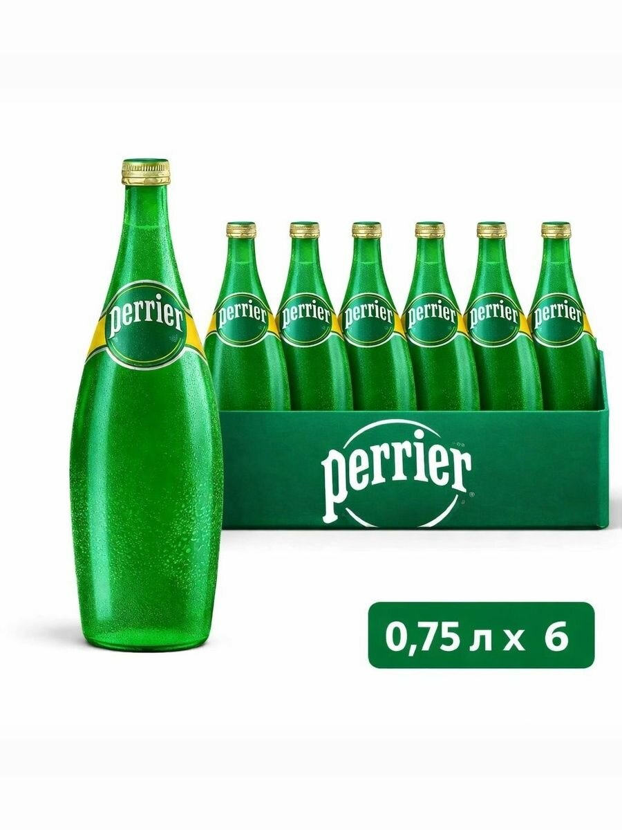 Вода минеральная Perrier (Перье), газированная, 0,75 л x 6, стекло