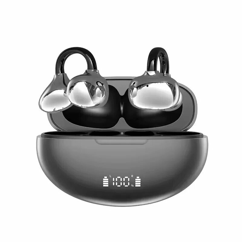 Беспроводные Bluetooth-наушники-клипсы с функцией AI-перевода чёрный