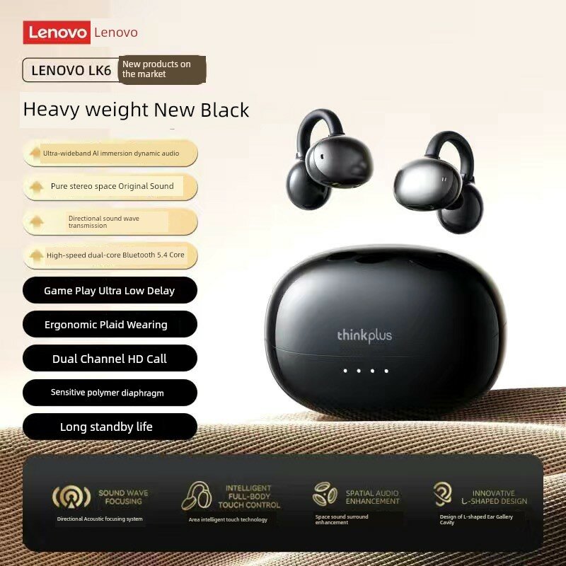 Lenovo LK6 Открытые Bluetooth наушники для спорта и бега, костная проводимость, беспроводные, не в ушах, удобная