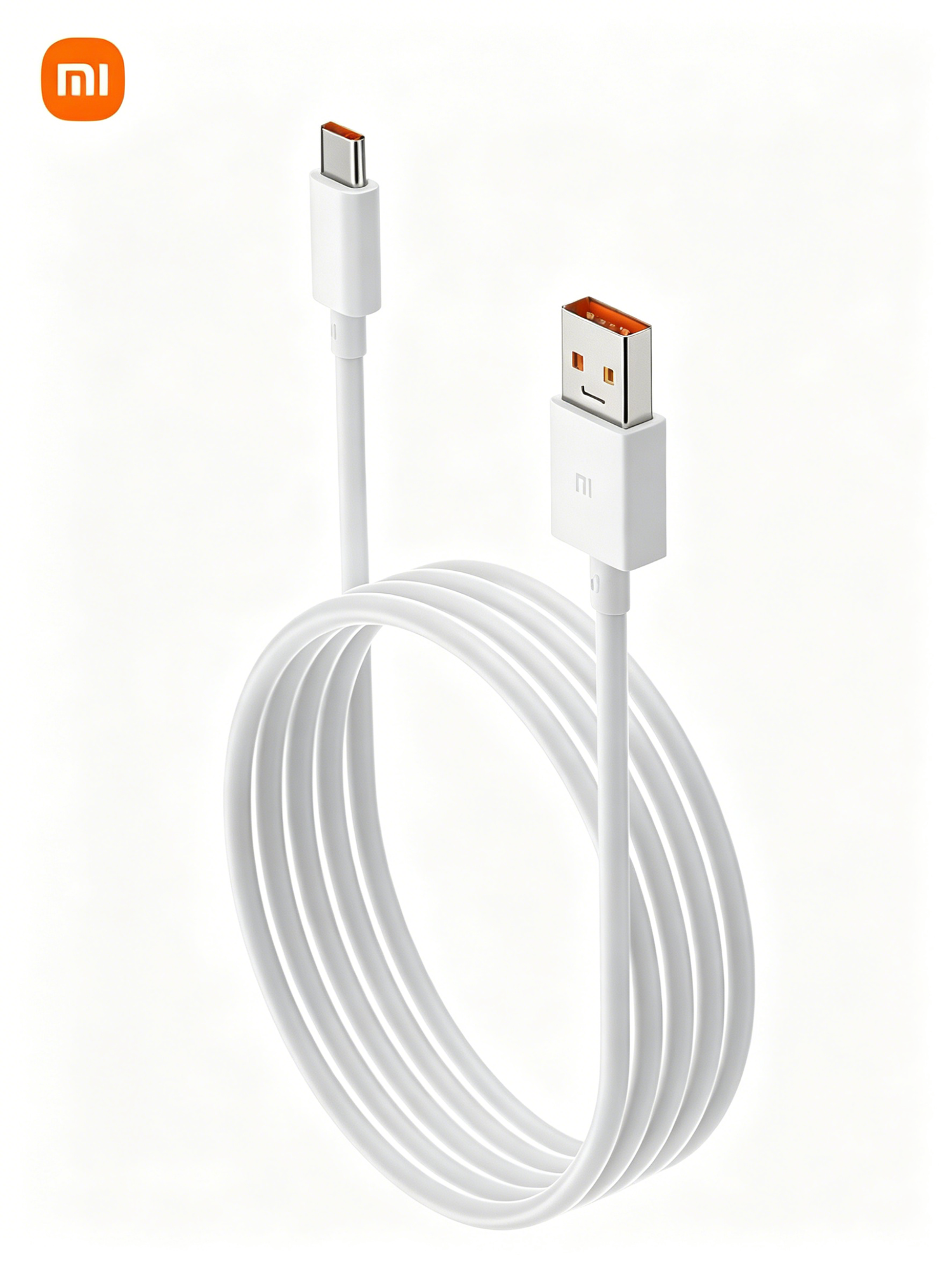 Кабель быстрая зарядка Xiaomi 6A Type-A to Type-C Cable, для смартфонов, белый