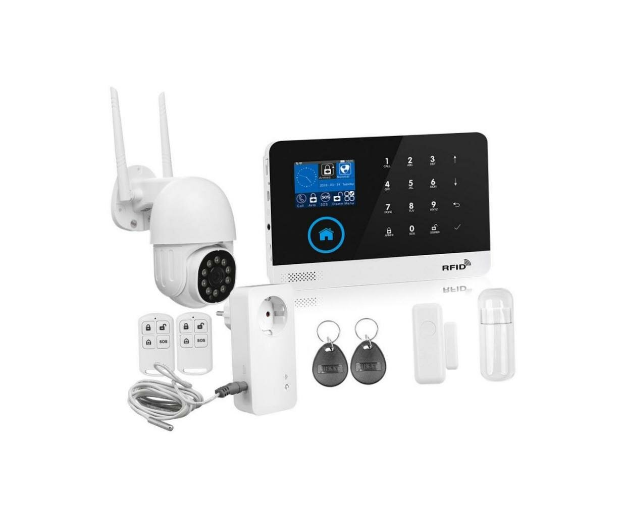 Комплект Wi-Fi/GSM видеосигнализация и WiFi розеткой с датчиком температуры - HDcom 9826(ASW5) и Страж Oko и Strazh W130-T (S19500KOM) для дачи