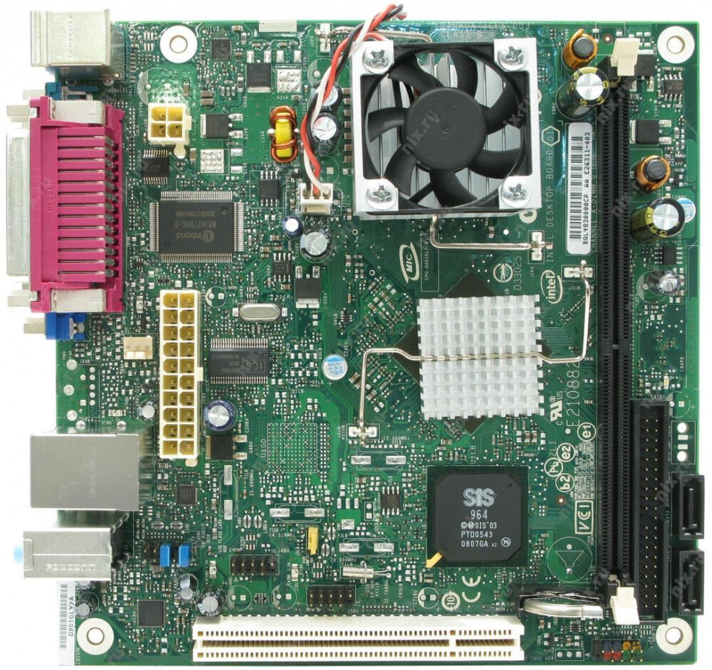 Материнская плата Intel CPU Intel Celeron 220 SIS962 DDRII 2SATAII PCI SVGA LAN AC97-2ch Mini-ITX