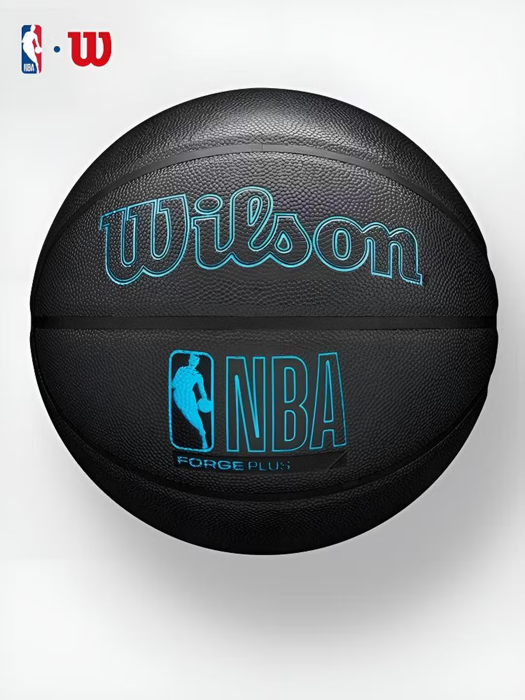 Баскетбольный мяч Wilson NBA FORGE PLUS, PU, размер 7, черный дизайн с голубыми акцентами