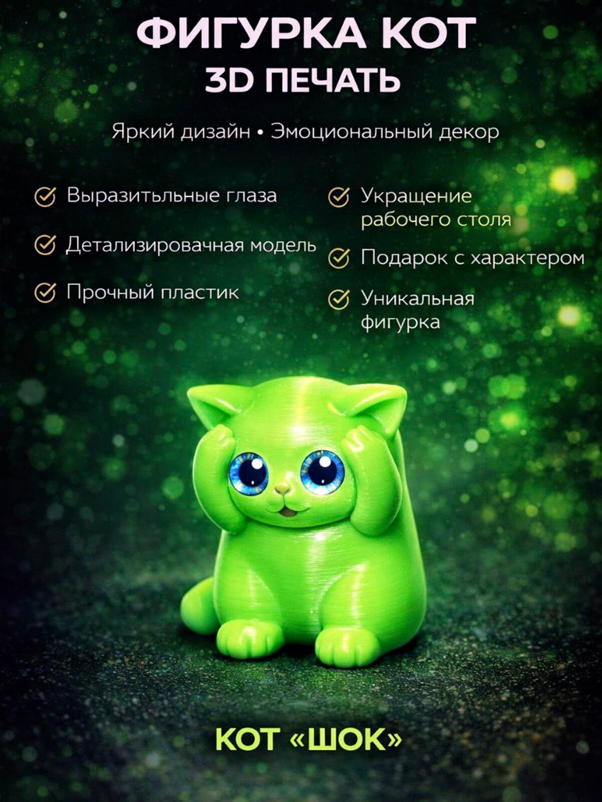 Кот в шоке антистресс фигурка