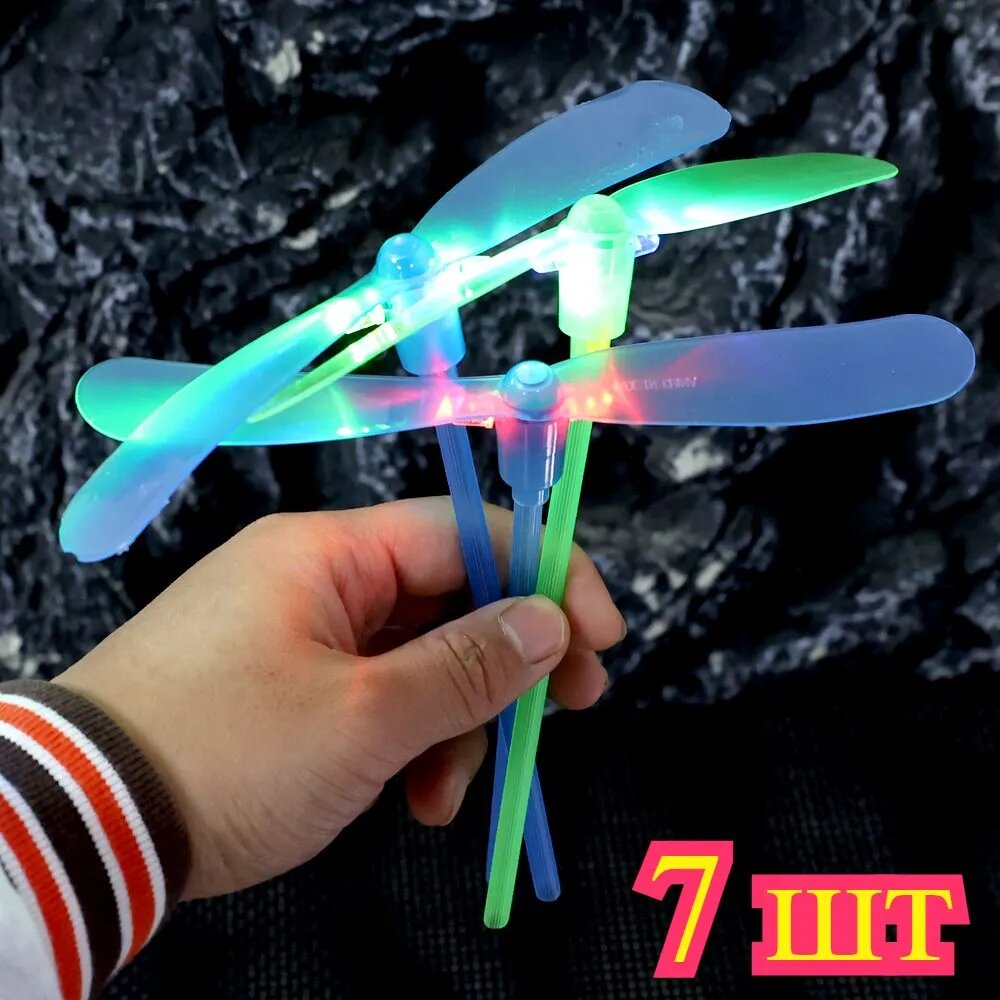 Игрушки-стрекозы из бамбука, светящиеся игрушки для улицы, 7 шт