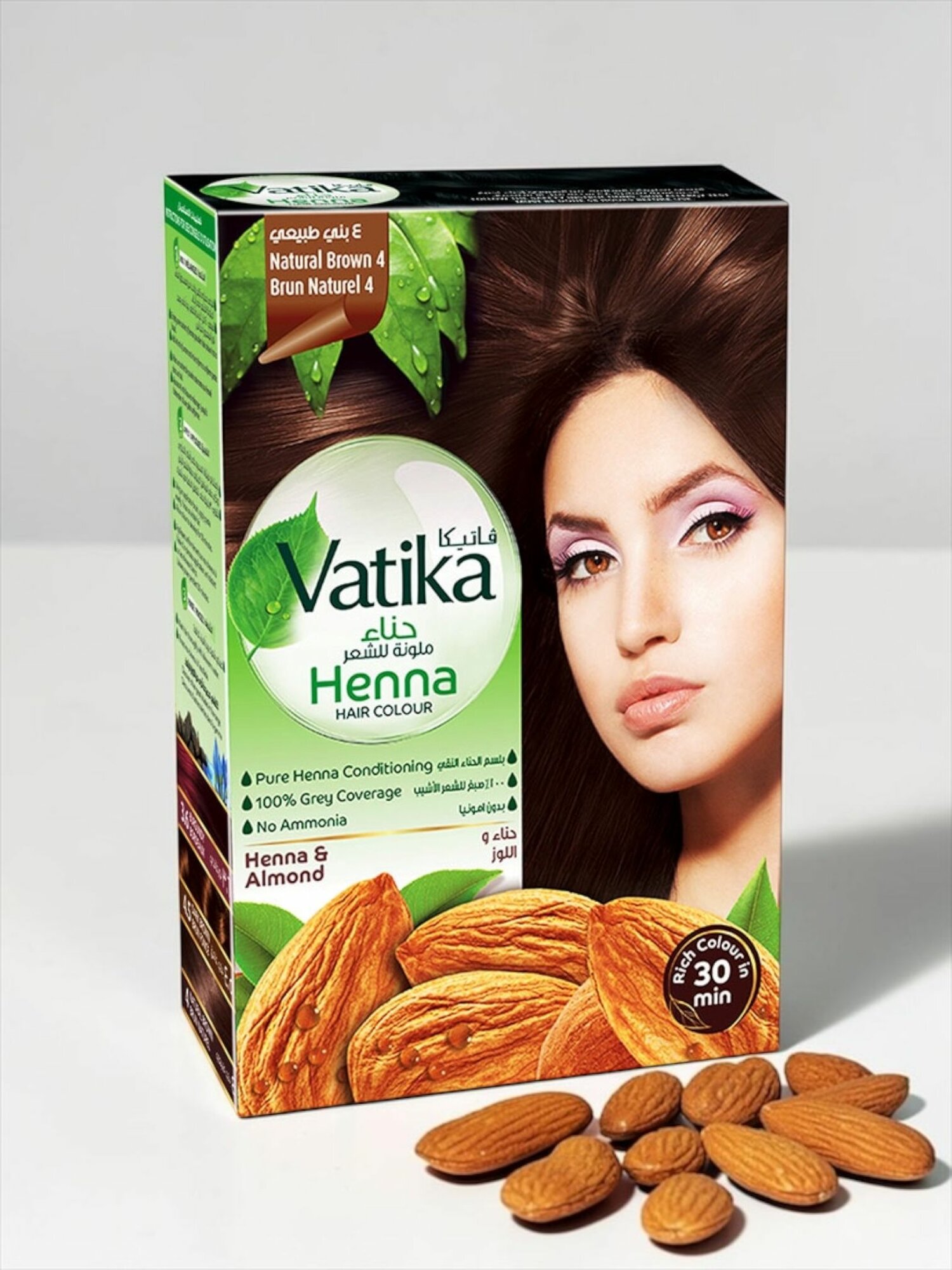 Dabur Vatika Натуральная краска для волос с хной Henna Natural Естественный коричневый 6 шт по 10 г