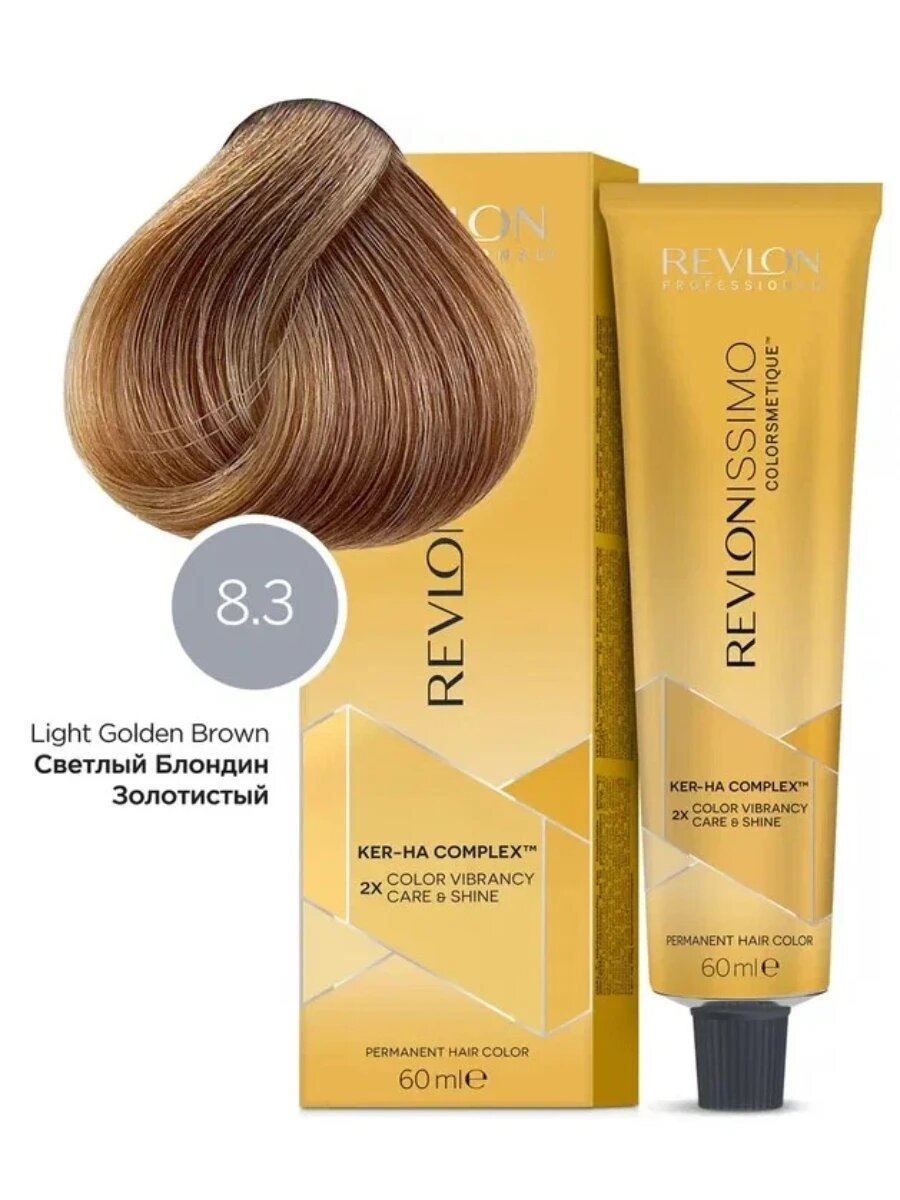 Краска для волос Revlon Professional Revlonissimo Colorsmetique Care & Shine перманентная, тон 8.3