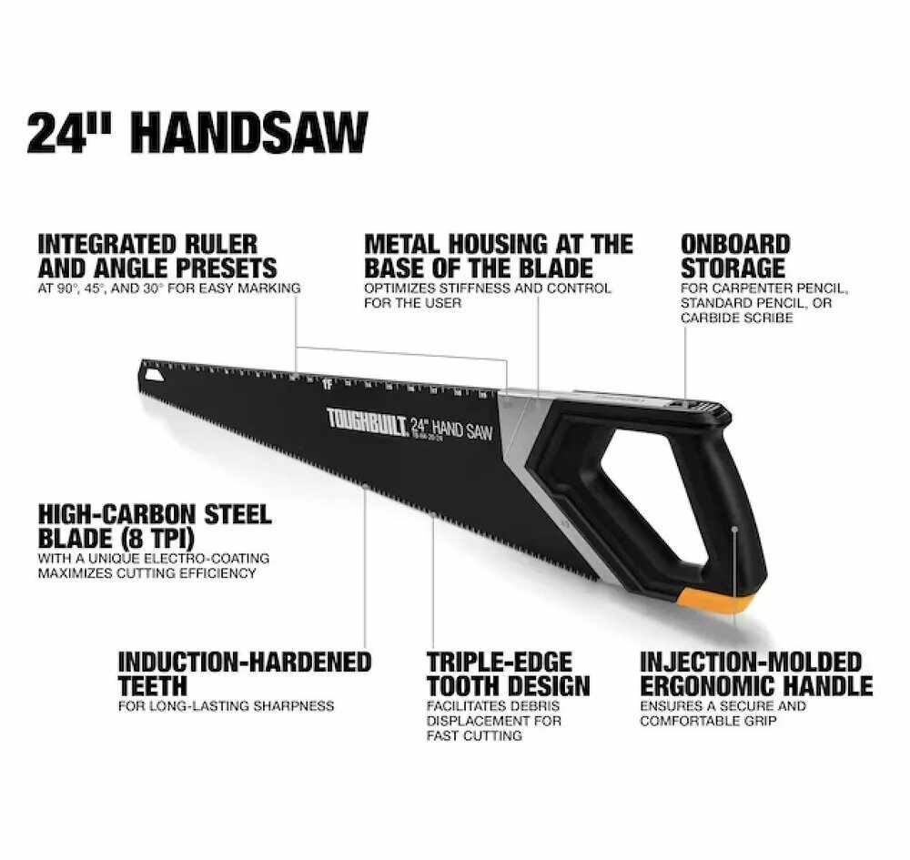 TOUGHBUILT 24-дюймовая ручная торцовочная пила ТB-Н4-20-24