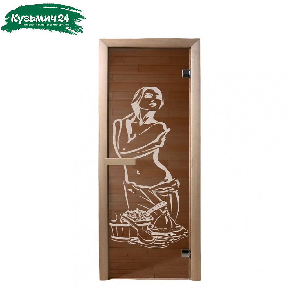 Дверь для бани Doorwood Искушение Бронза 1900х700 мм, хвоя, стекло 6 мм, 2 петли