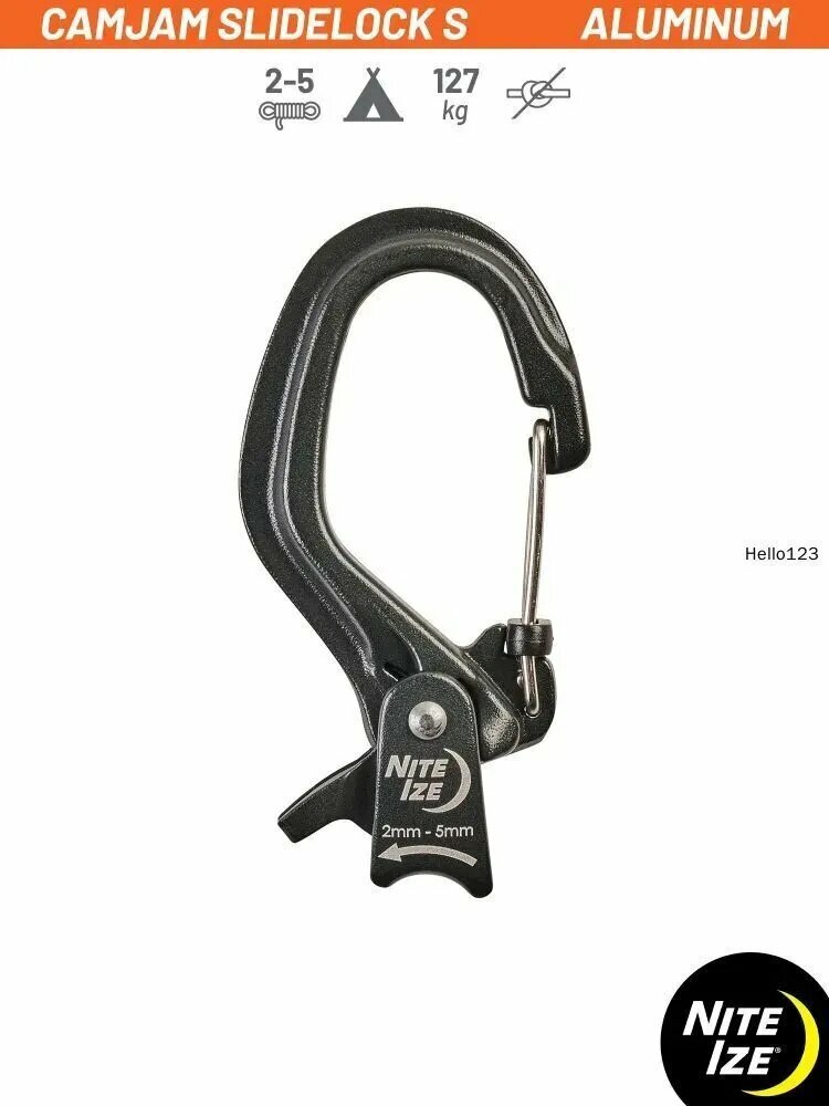 Безузловой натяжитель для веревки с карабином Nite Ize CamJam SlideLock Aluminum Standart