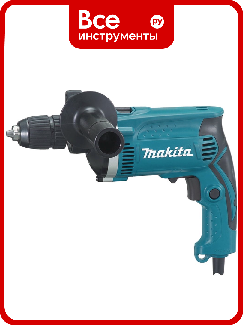 Ударная дрель Makita HP1631 надежная с реверсом, щеточным двигателем и быстрозажимным патроном для сверления