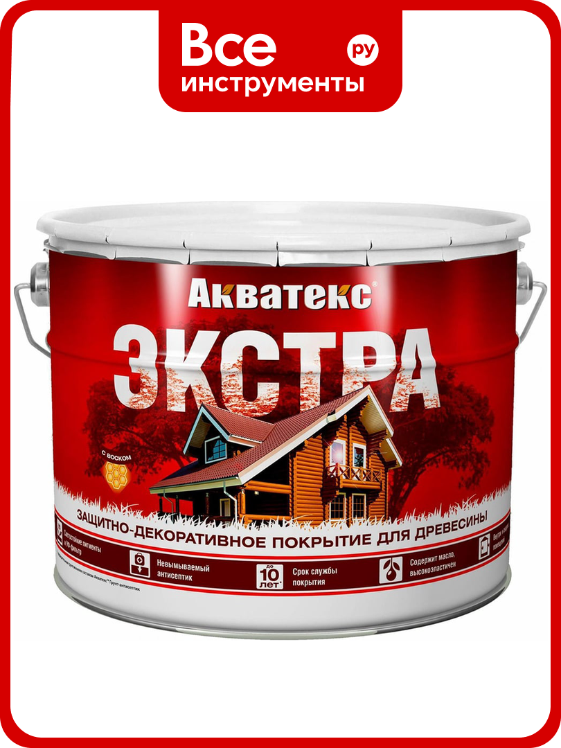 Защитно-декоративное покрытие для дерева акватекс экстра полуглянцевое, сосна, 9 л 259790