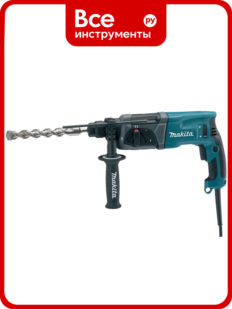Перфоратор Makita HR2470x15 с мощностью 780 Вт, частотой ударов до 4500 уд/мин и тремя режимами работы, sds-plus хвостов