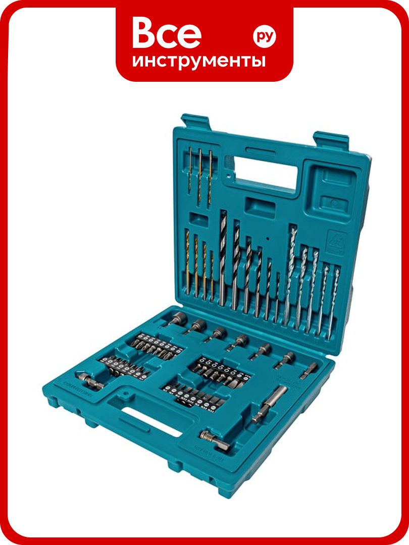 Набор насадок Makita E-11829, 60 шт, торцевые головки и битки Phillips, Pozidriv, Slotted, Torx для крепежных изделий