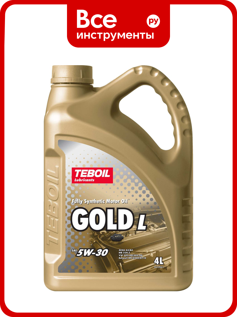 Моторное масло TEBOIL Gold L 5w-30 5 Вт, для бензиновых двигателей синтетическая формула соответствует
