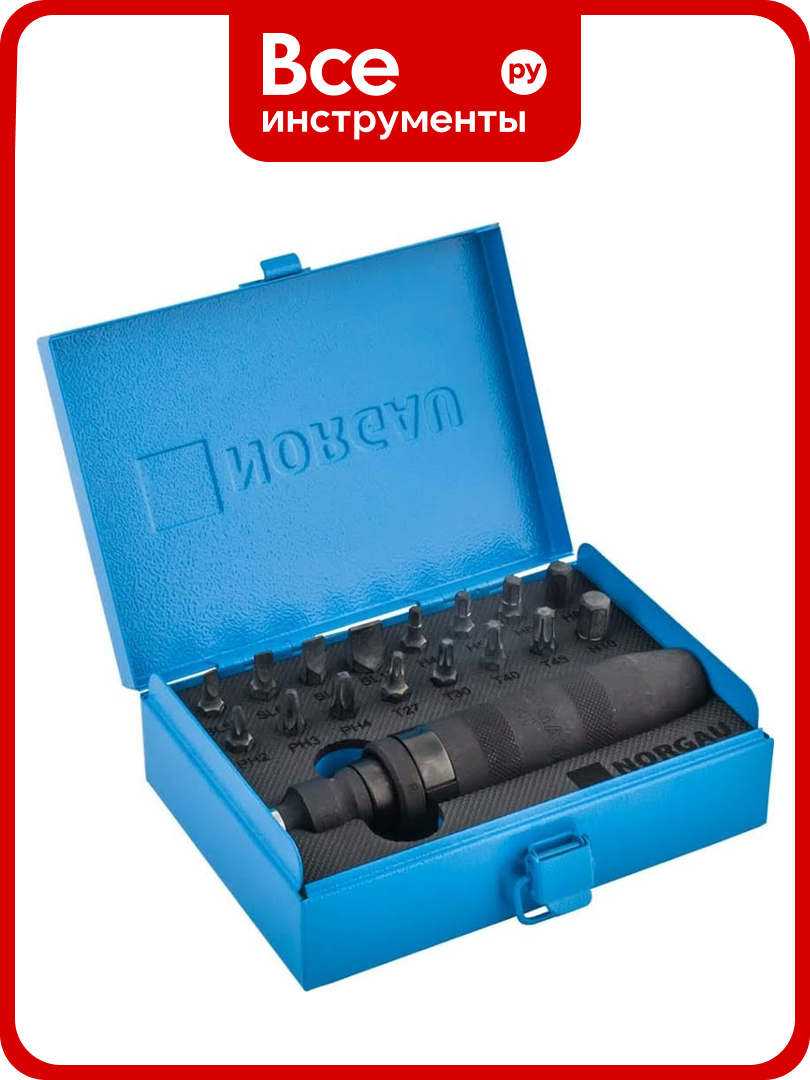 Набор бит с ударной отверткой NORGAU тип NK1900-018 1/2" 062493018