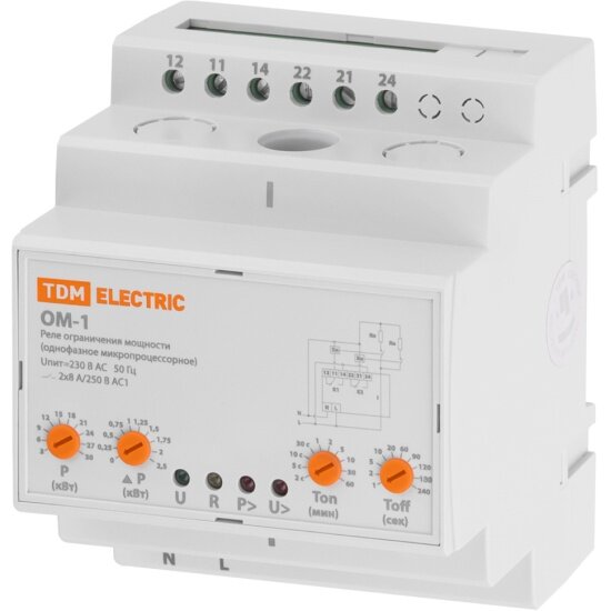 Ограничители мощности Tdm Electric ОМ-1 3/30-Н-01 (1ф, 3-30кВт, 4мод, с реле напр.)