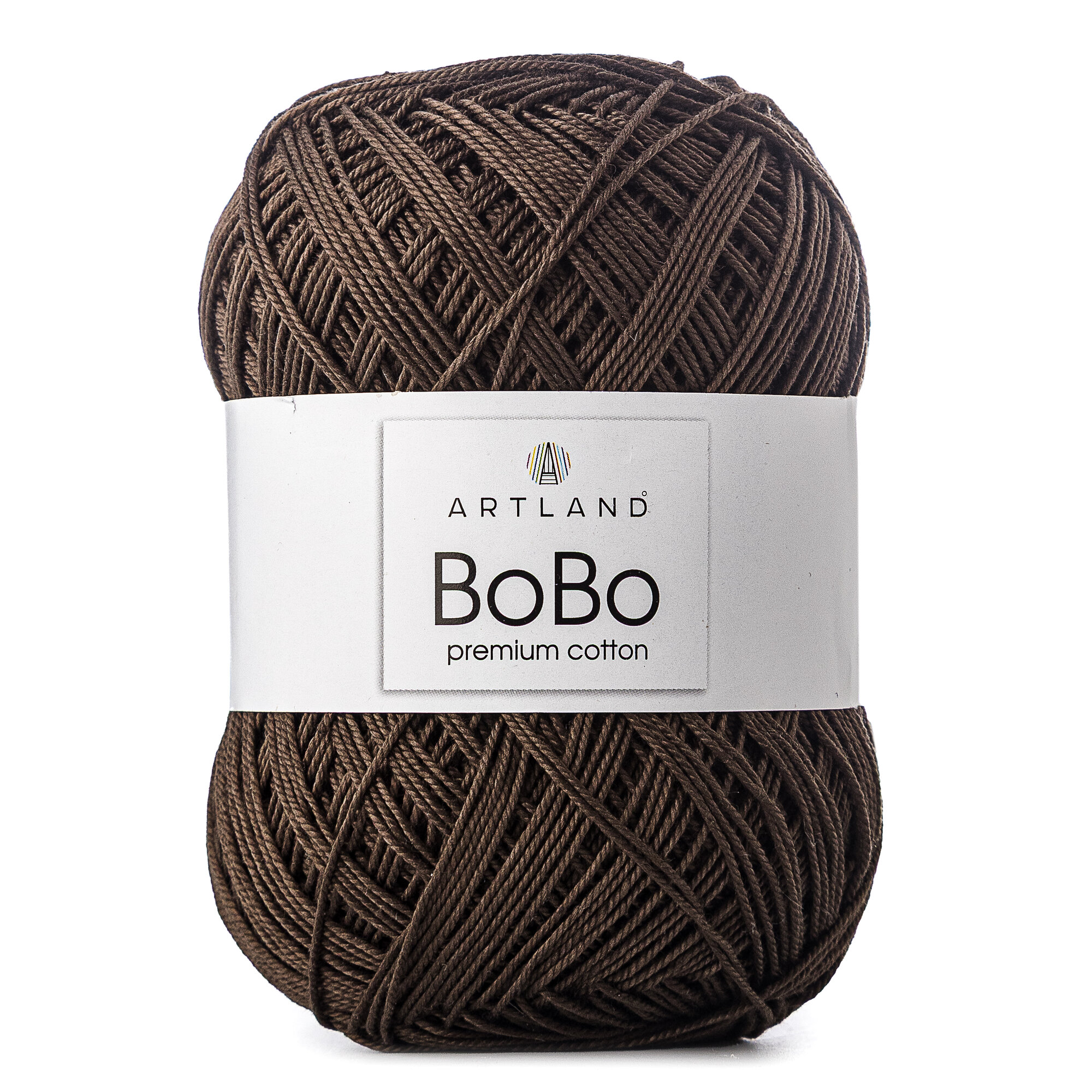 Пряжа для вязания BoBo Premium Cotton Artland 1 моток (225 м, 50 гр), цвет 80 коричневый