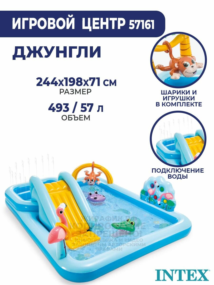 Детский водный игровой центр "Джунгли" Intex 57161 надувной бассейн с горкой
