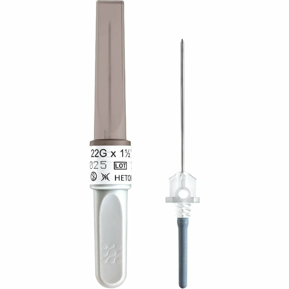 Игла двусторонняя 22G (0,7х25мм) серая виз. контроль Acti-Fine 100шт/уп, 1756851