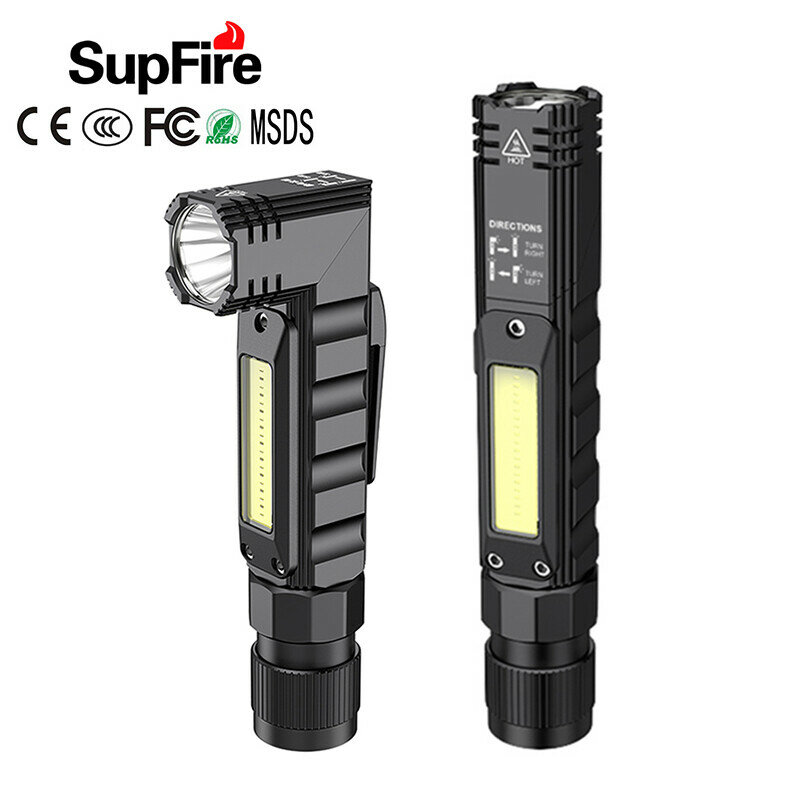 SupFire G19 Led Flashlight 90 Degree Twist Rotary Clip 800LM Waterproof Magnet Mini Lighting LED Torch Outdoor Reprinted books