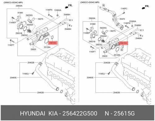 Прокладка корпуса термостата Hyundai / Kia (Mobis) 256422G500