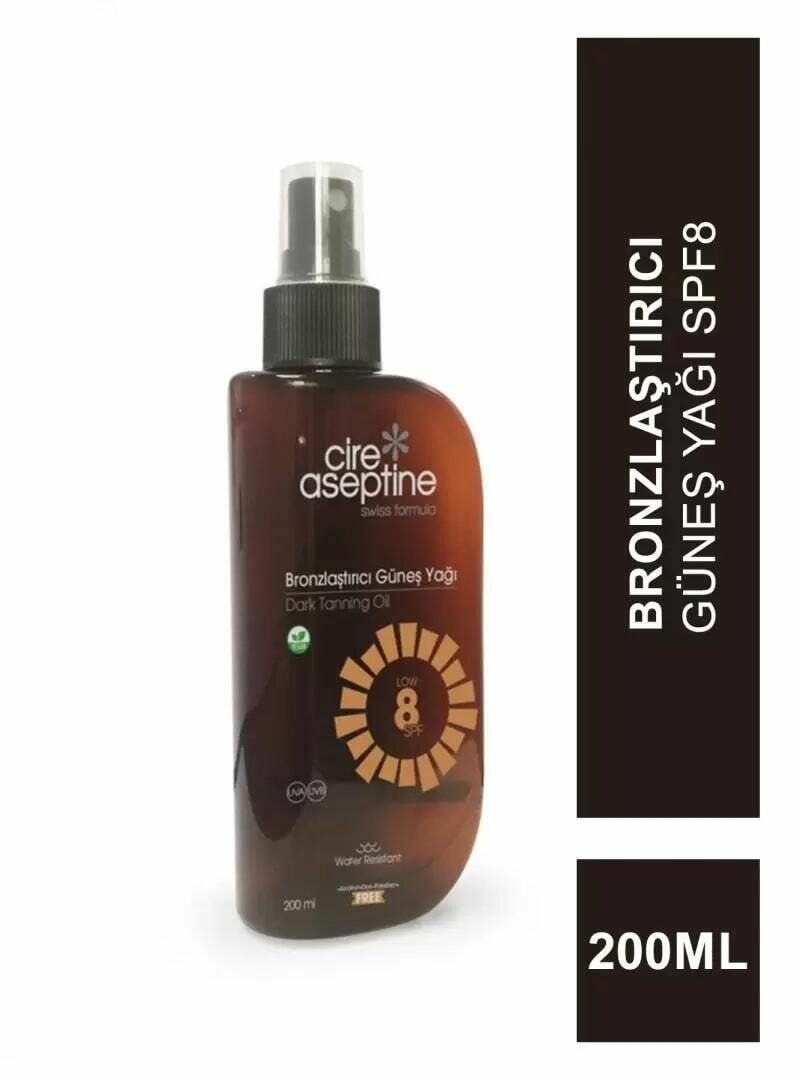 Масло для загара Cire Aseptine Dark Tanning Oil 8 SPF 200 мл Морковное, кокосовое масло с Алоэ Вера