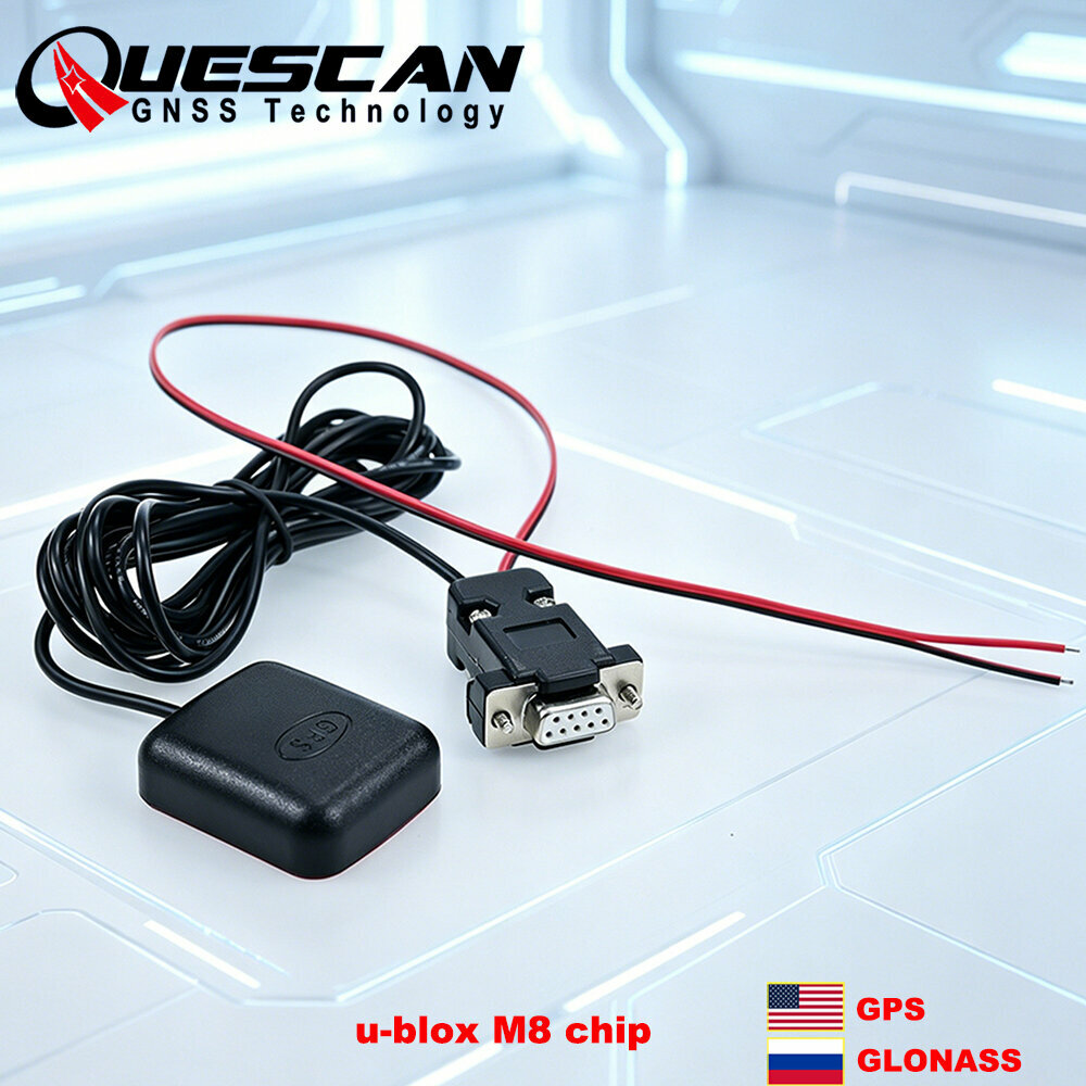QUESCAN QS80RN ublox8 3,3-5 В RS232 DB9 GPS ГЛОНАСС антенна с внешним кабелем питания NMEA 0183 GPS GLONASS приемник 1-10Hz