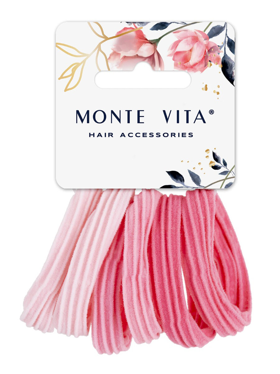 Резинки для волос набор 6 шт, мягкие, большие, оттенки розового MONTE VITA