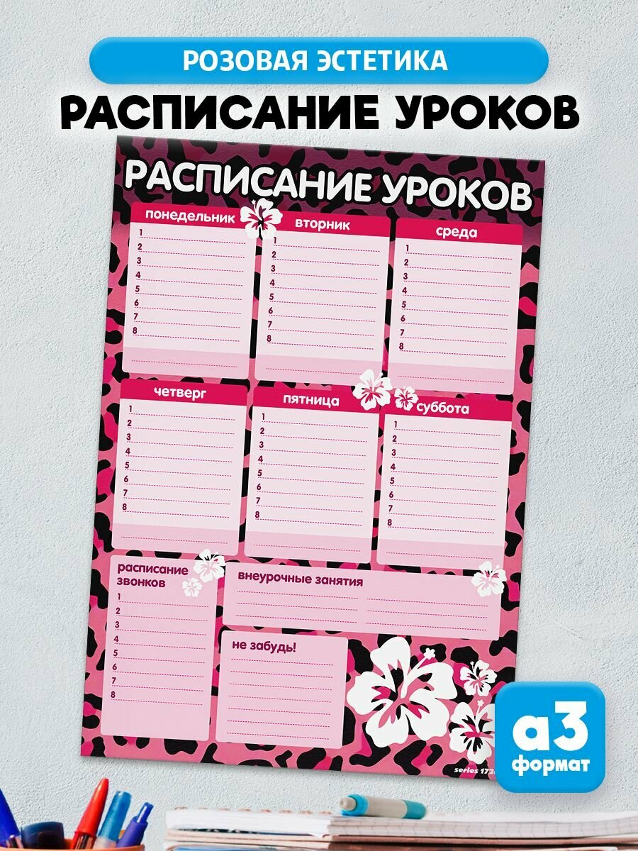 Расписание уроков Розовая Эстетика Pink