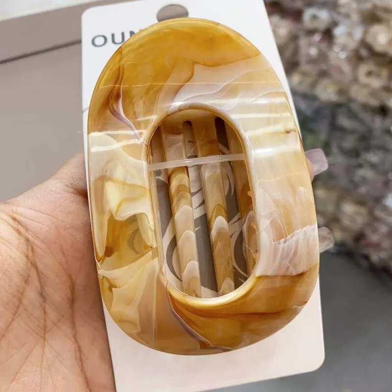 Акриловые овальные заколки для волос Бежевый, Khaki