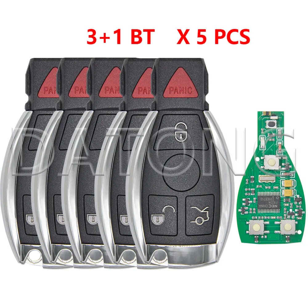 5 шт. Ключ для Mercedes Benz A/C/E/S Class, 3+1 Button, 433MHz