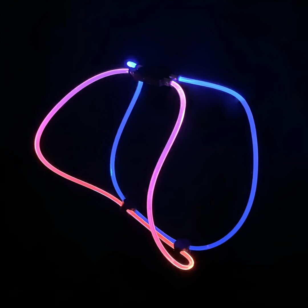 1 LED Двойной Круглый Оптоволоконный DIY Собачий Ошейник, Зарядный, Для Малых, Средних и Крупных Собак, Яркий Высокий Ви