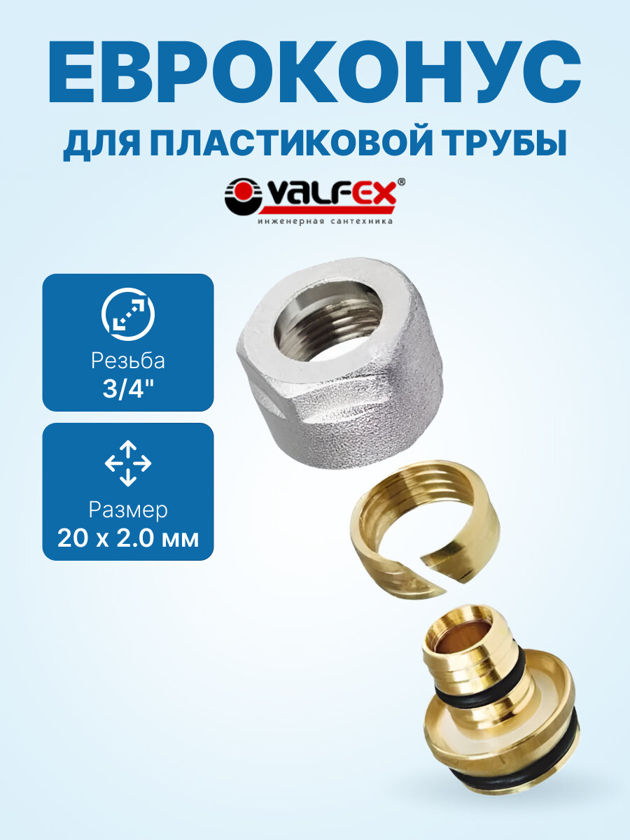Евроконус Valfex для пласт. трубы 20 (2,0) х 3/4" (VF.4410.2020)