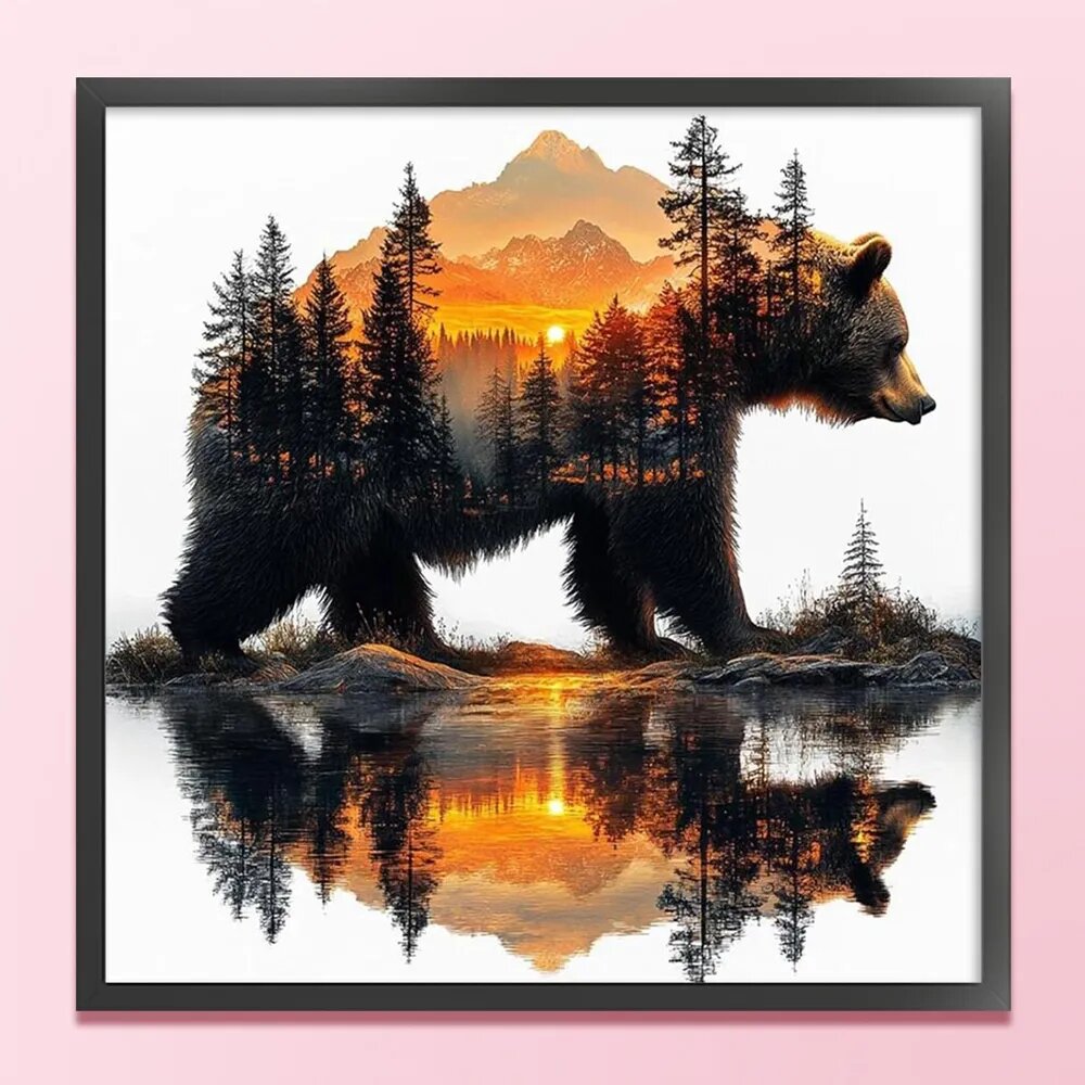 Вышитый крестиком набор с мотивом медведя в лесу, 11CT, 45x45 см, хлопковая ткань, полная выкладка