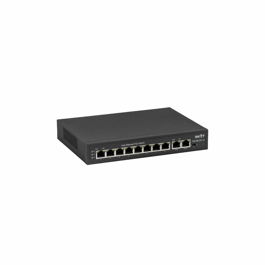 Коммутатор Бастион SKAT PoE-8E-2G v.2 8 портов, 120 Вт, 16 Гбит/с (4073)