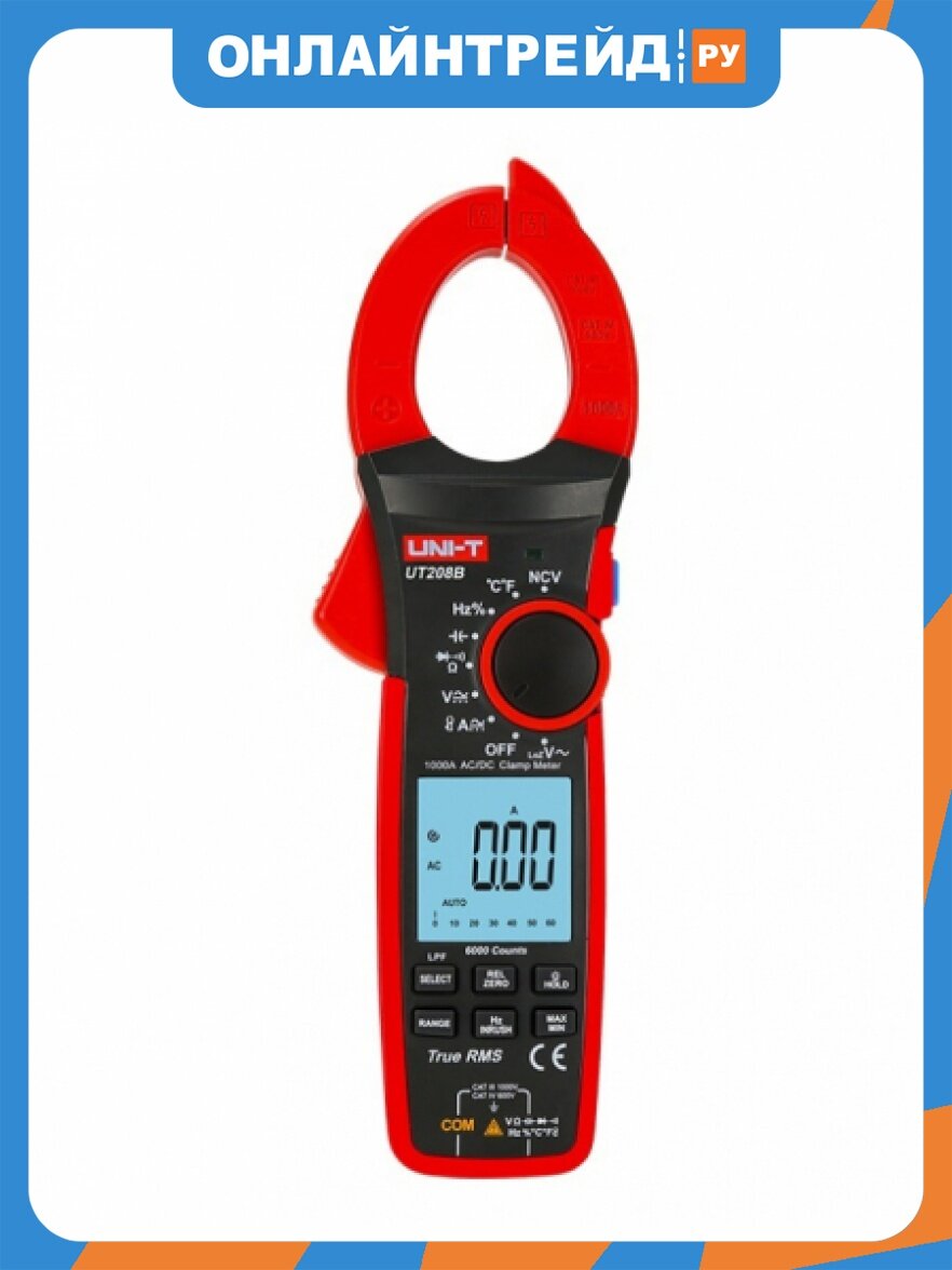 Клещи токоизмерительные цифровые Uni-t UT208B, AC/DC, 1000A, True RMS