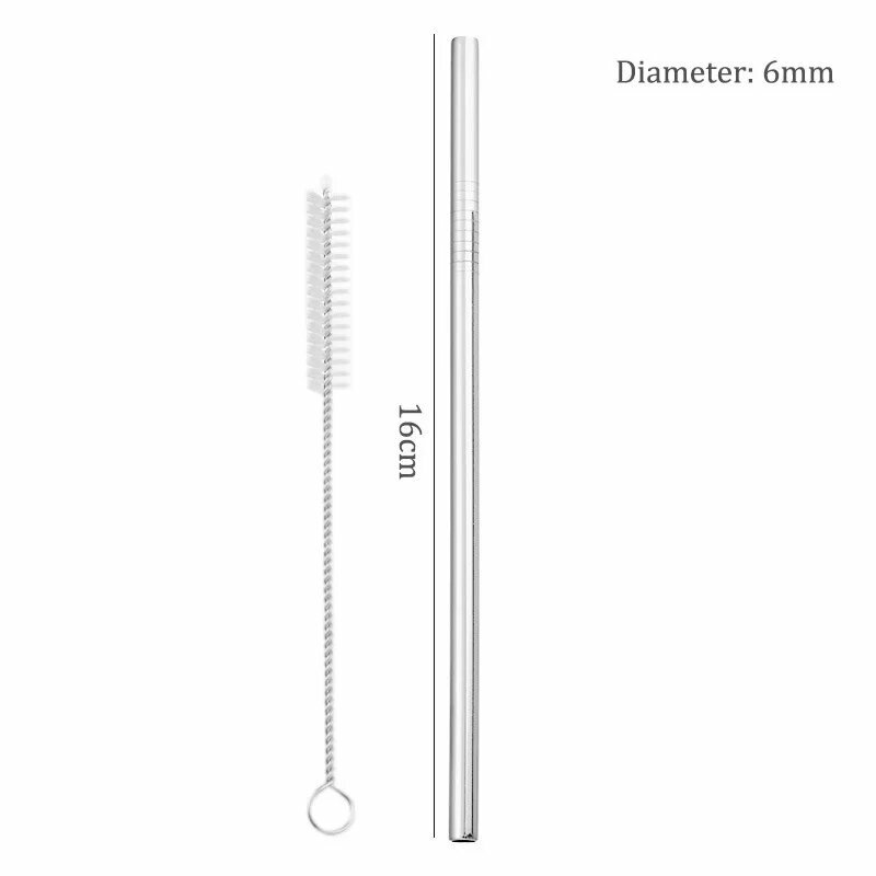 Золотые нержавеющие стальные соломинки 2 штуки 16cm Silver