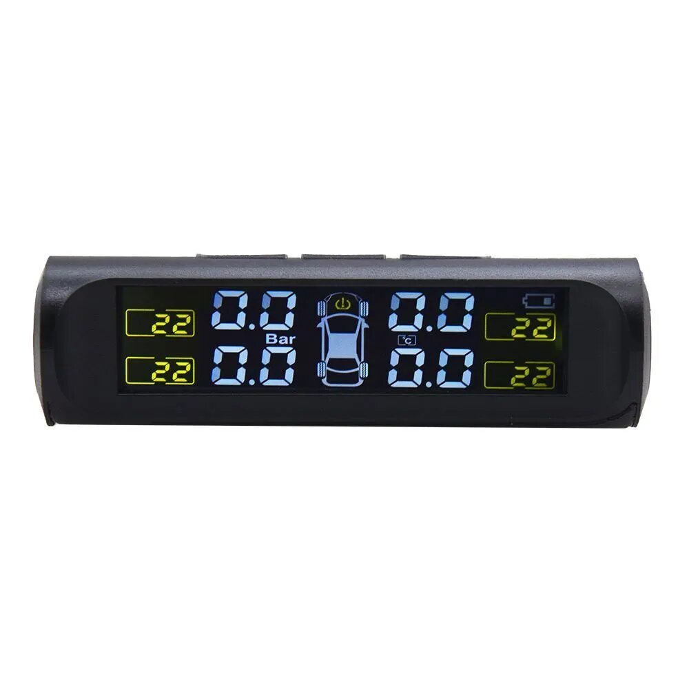 TPMS Система контроля, давления в шинах Солнечная автомобильная сигнализация Пресс-сигнал, ЖК-дисплей Предупреждение о температуре, с 4 внешними датчиками