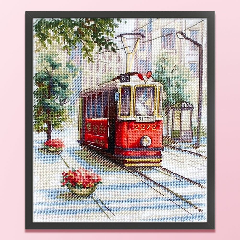 Вышивка крестом набор "Парижский пейзаж", 28x31 см, 16CT, хлопковая канва с нанесенным рисунком, 37 цветов