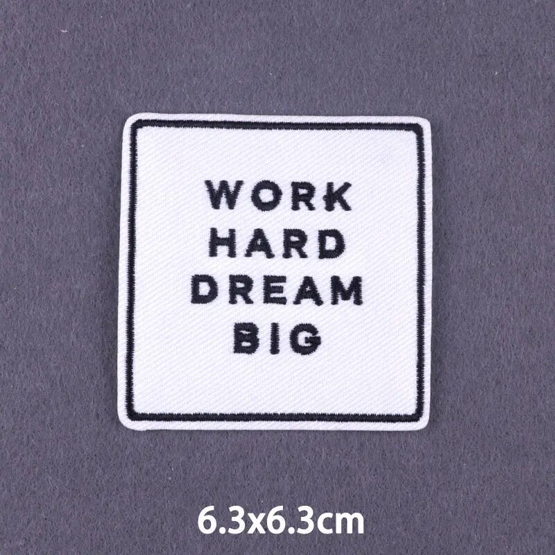 Нашивка "Work Hard Dream Big", черная, 6.3x6.3 см, PE6340CT