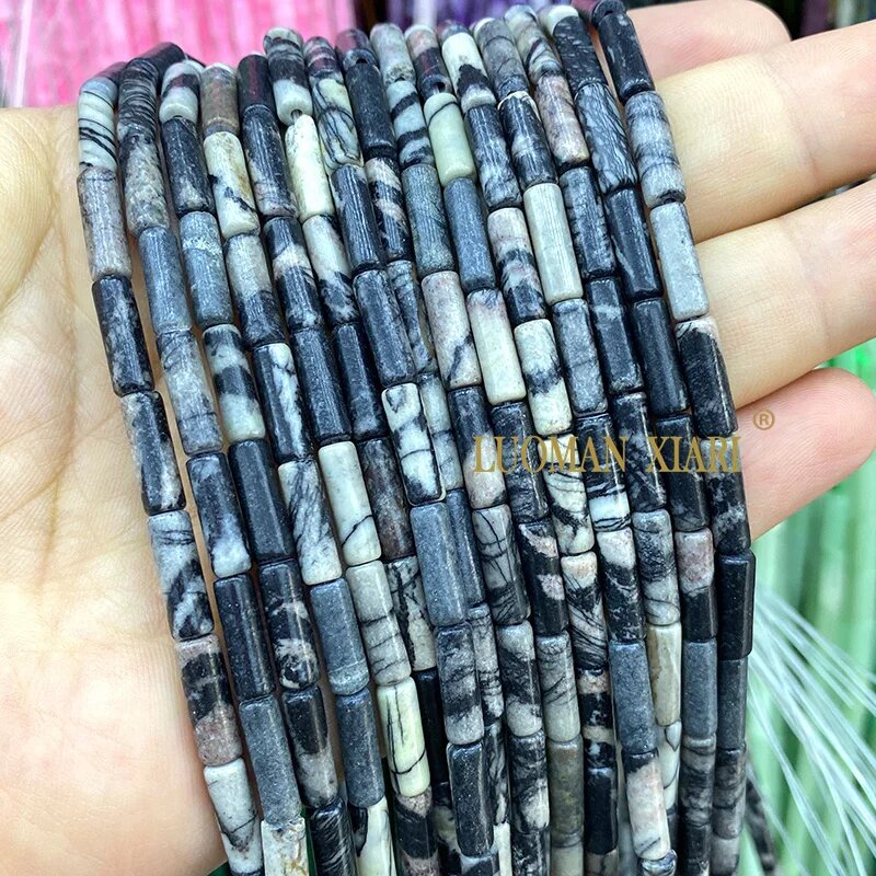 Бусины из натурального камня Луоман Сиари тигровый глаз Черный, 4x13mm 27-28pcs, black network stone