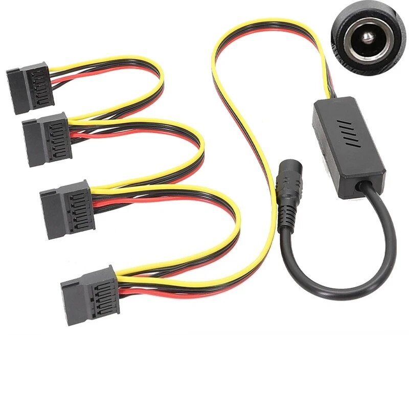 Кабель питания DC SATA 1 to 4, черный